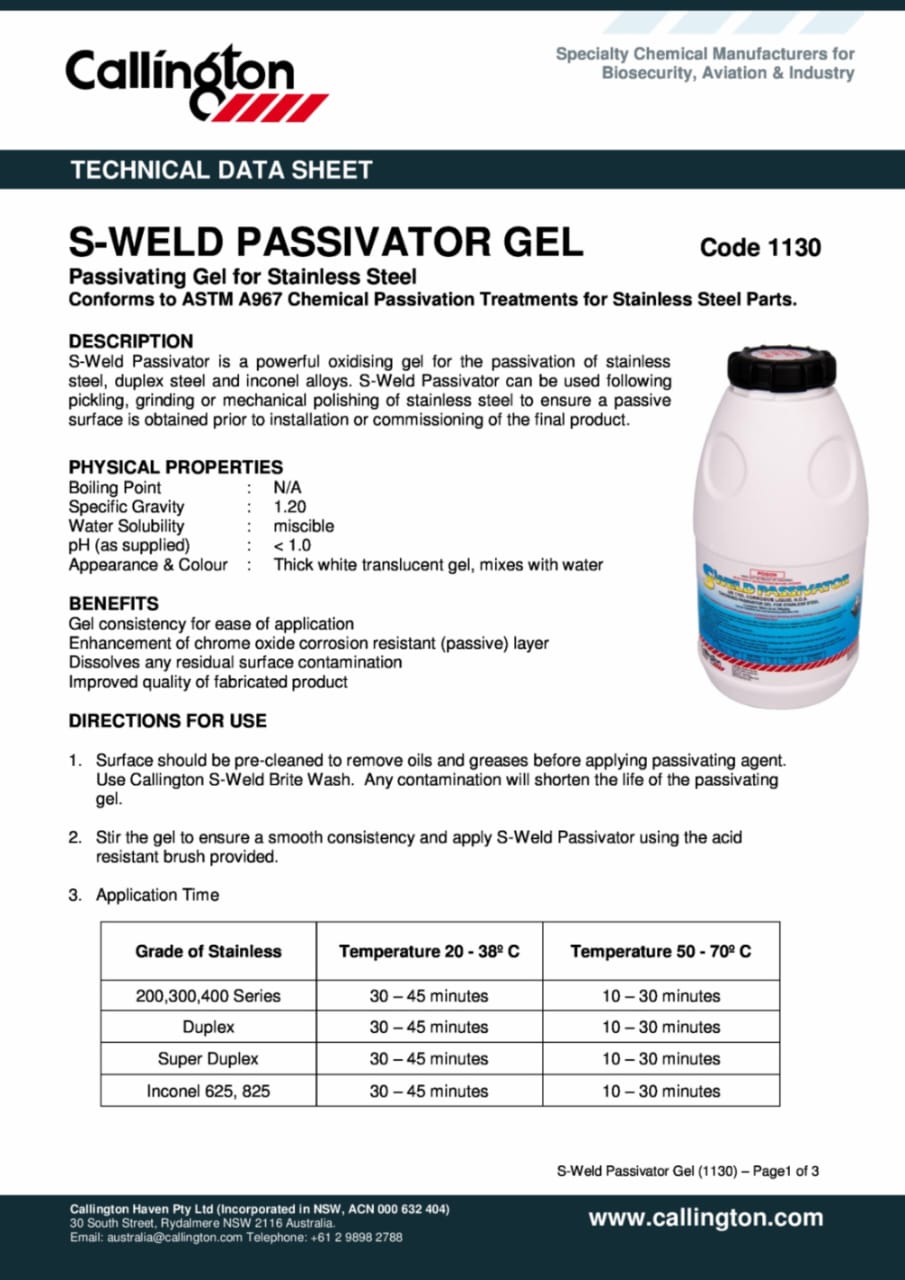 S-WELD - PASSIVATOR GEL 2.5KG